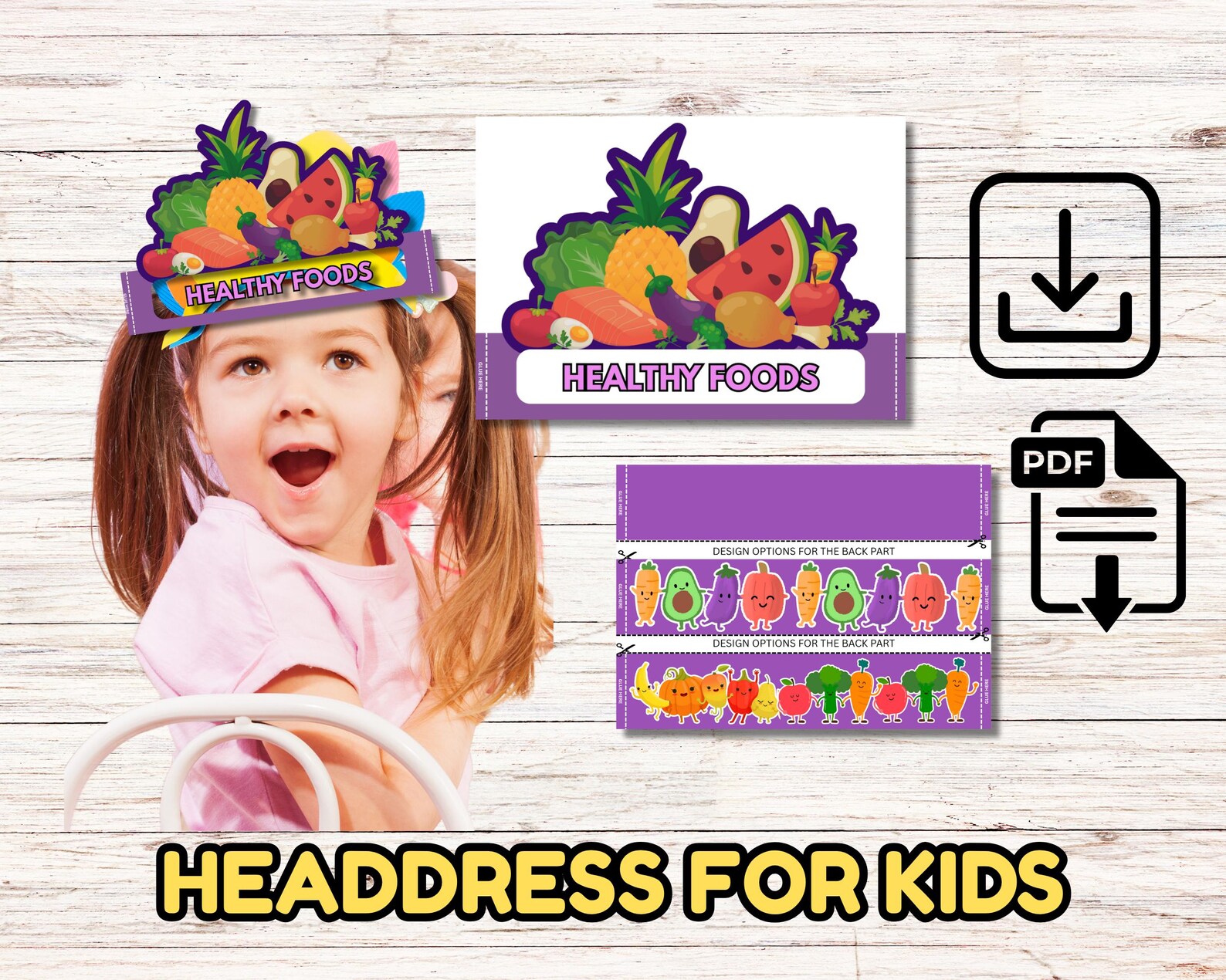 Nutrition Month Headdress: Printable Fruit & Vegetable Crown (PDF ...