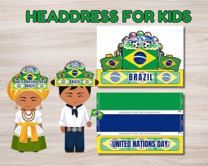 Brazil Flag Headdress: United Nations Day Printable Craft (PDF) - Etsy