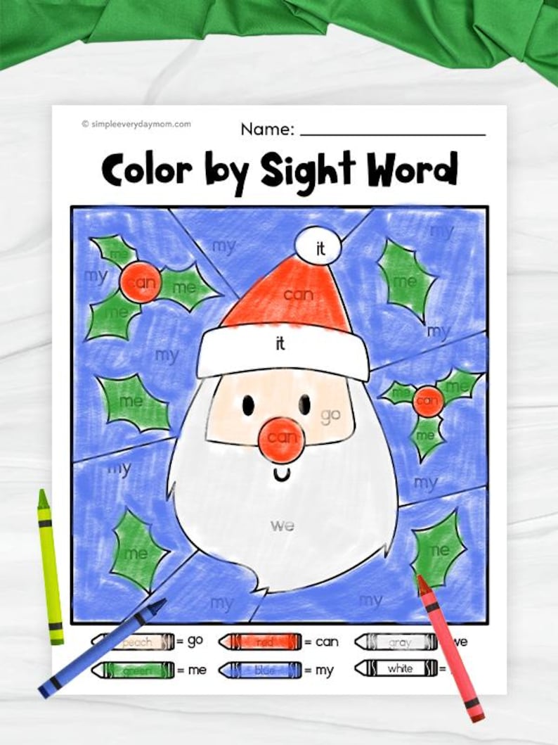 Christmas Color by Sight Word Worksheets | Teach Sight Words ...