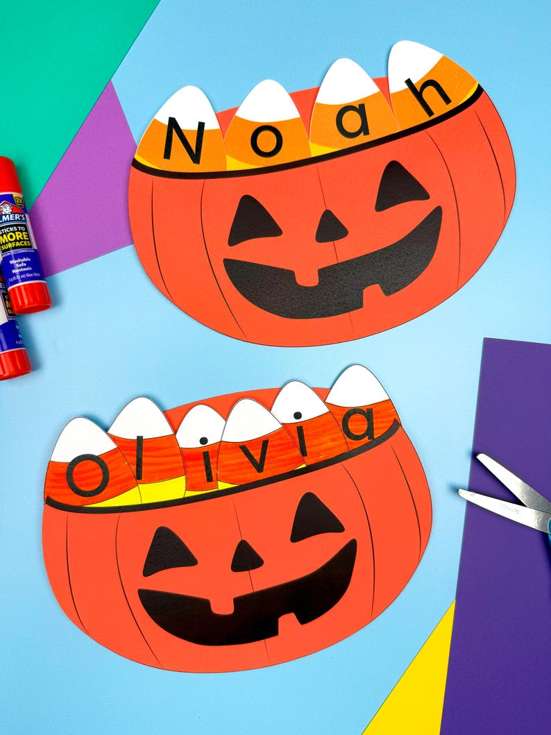 Halloween Name Craft Template | Easy Candy Corn Idea for Preschool, Pre ...