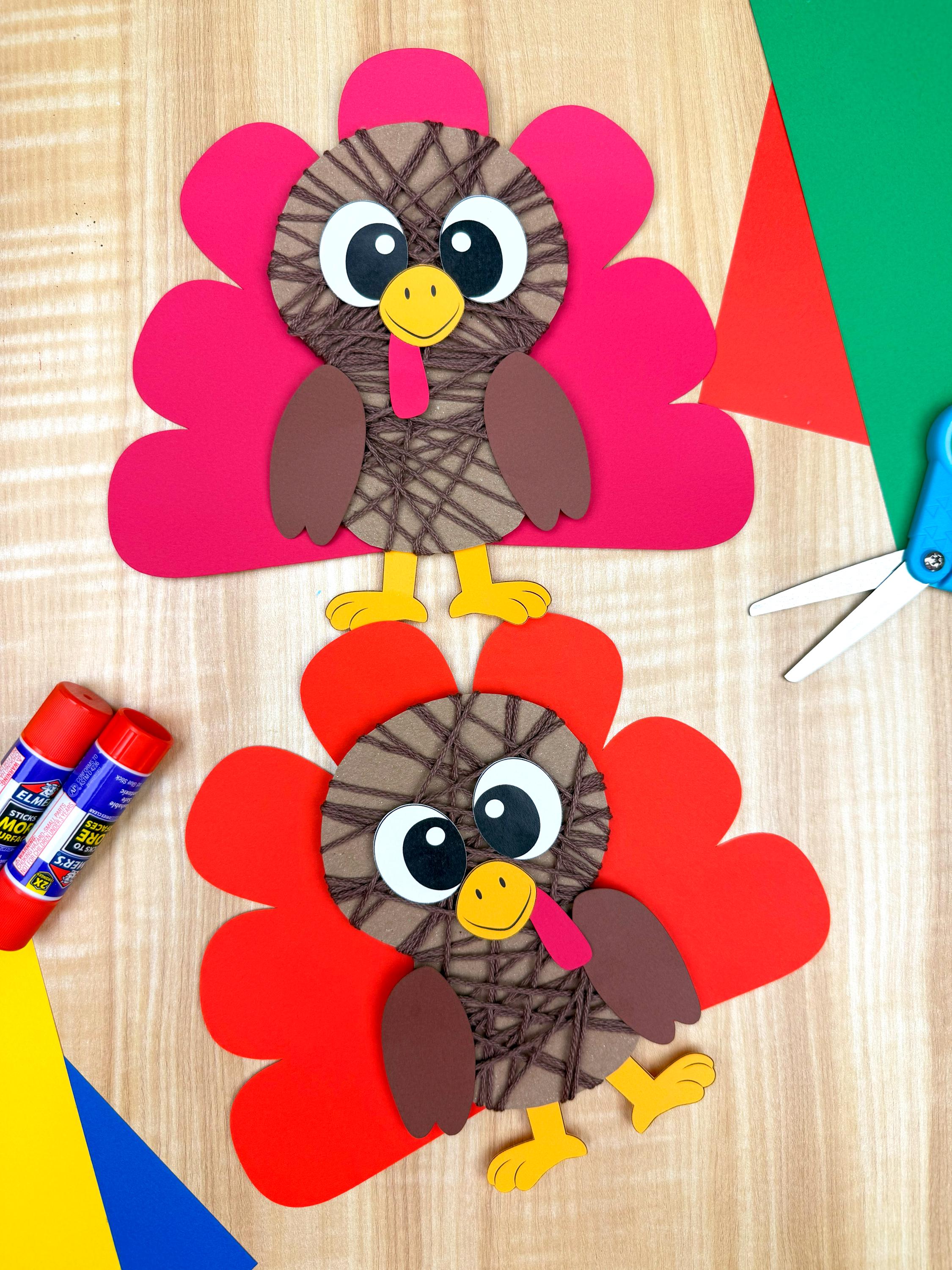 Yarn Turkey Craft Kids Love | Thanksgiving Fine Motor Activity With ...