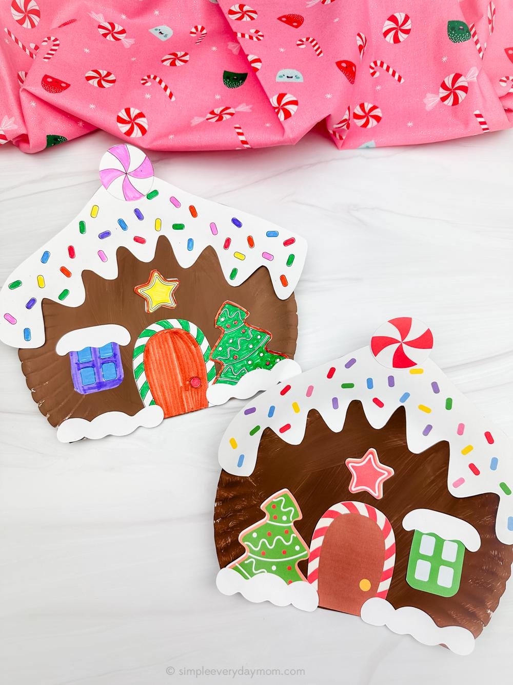 Gingerbread House Paper Plate Craft Template | Christmas Art Activity ...