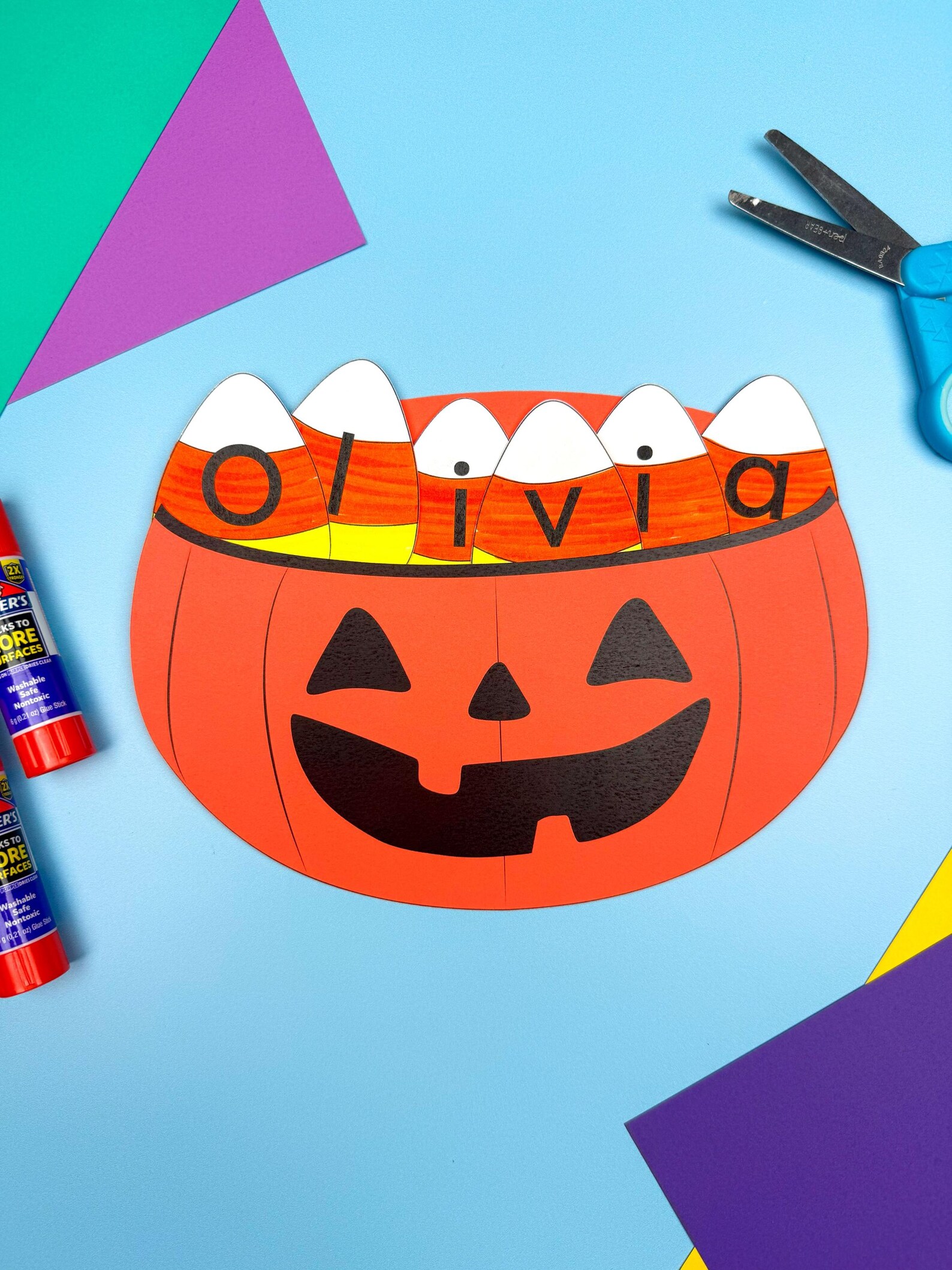 Halloween Name Craft Template | Easy Candy Corn Idea for Preschool, Pre ...