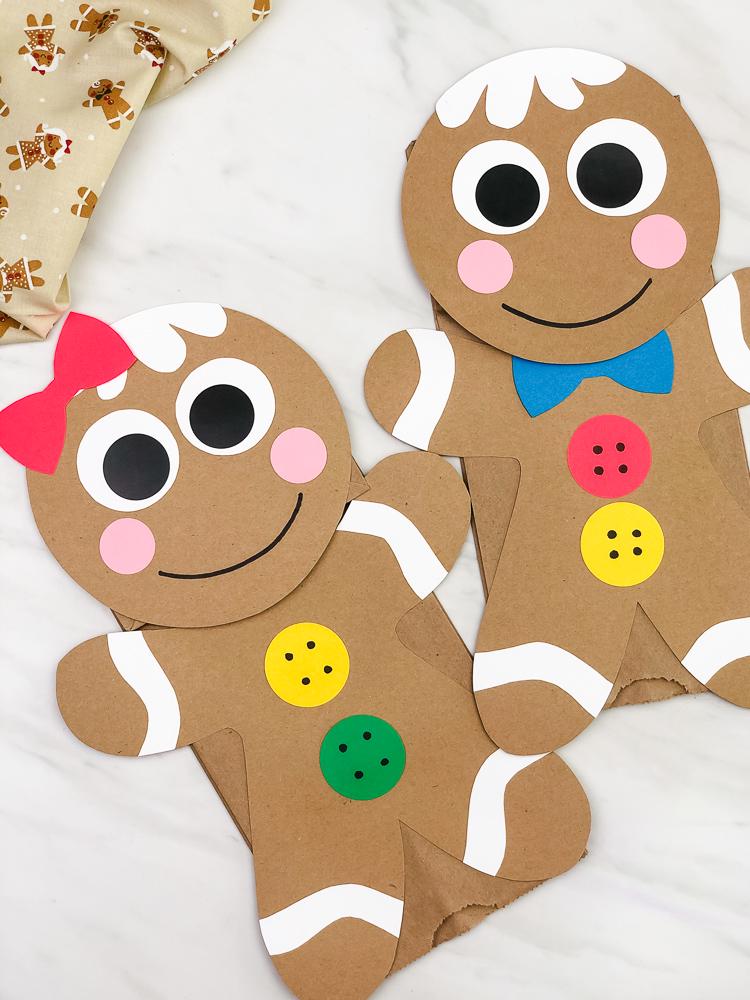 Gingerbread Man Paper Bag Puppet Craft Template | Printable Christmas ...