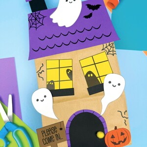Haunted House Paper Bag Craft Template | Printable Halloween Activity ...