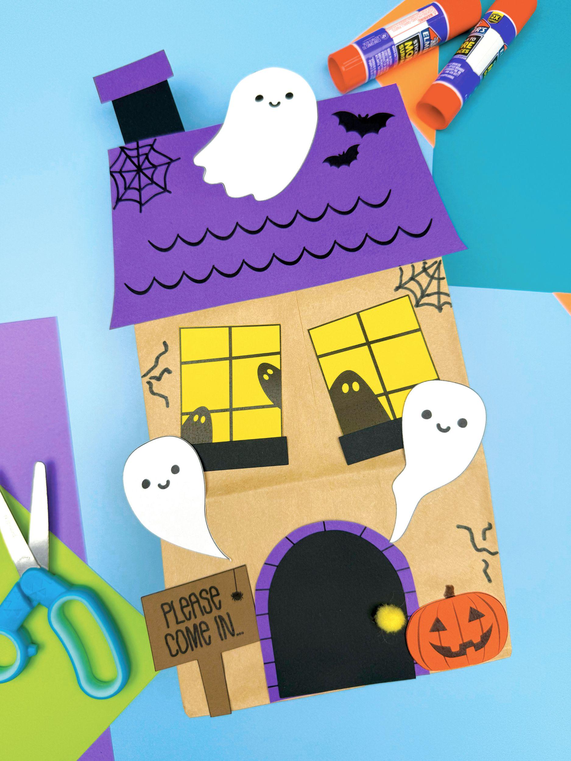 Haunted House Paper Bag Craft Template | Printable Halloween Activity ...