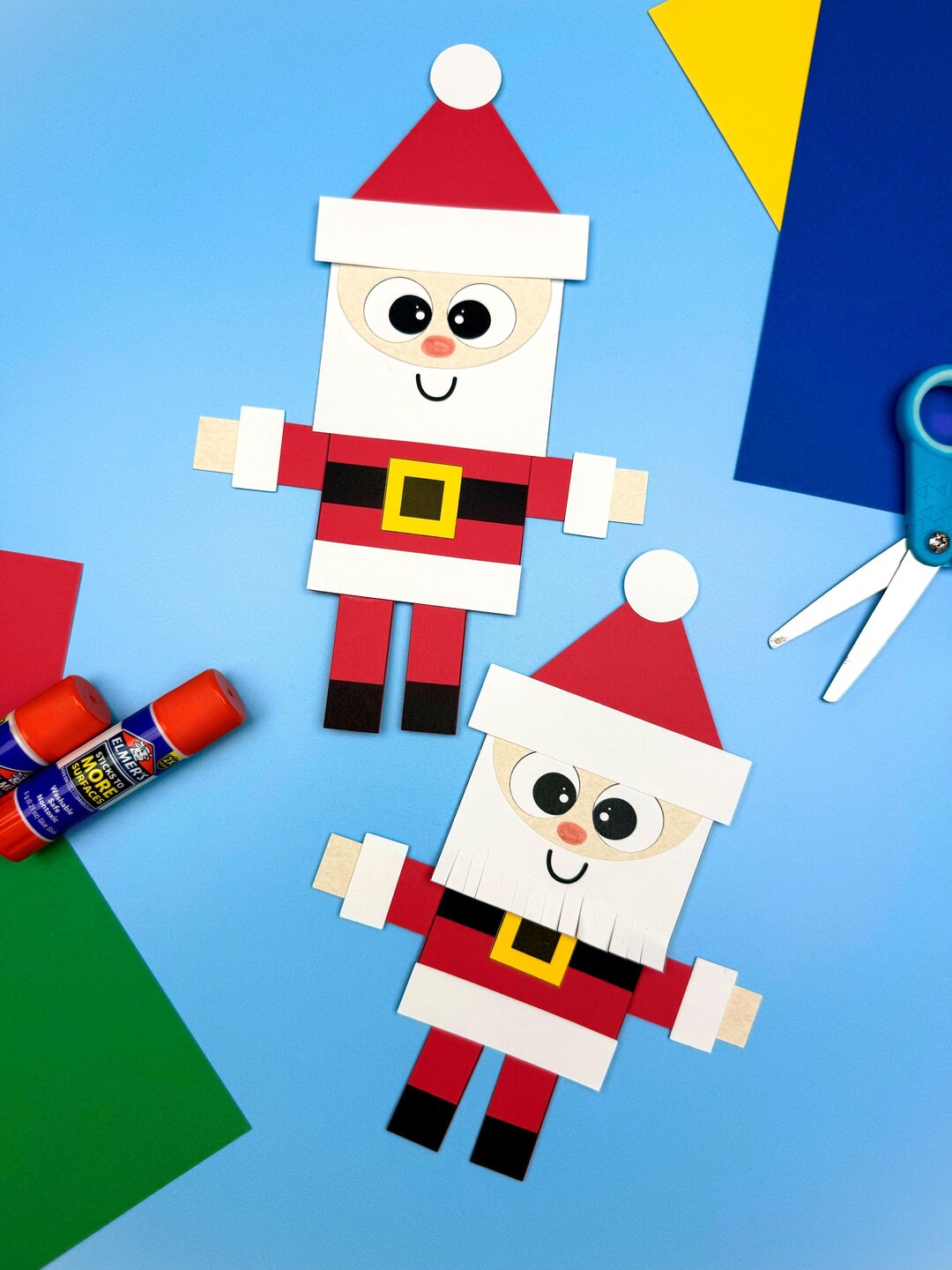 Santa Claus Shape Craft Template | Christmas Glue Stick Activity | Easy ...