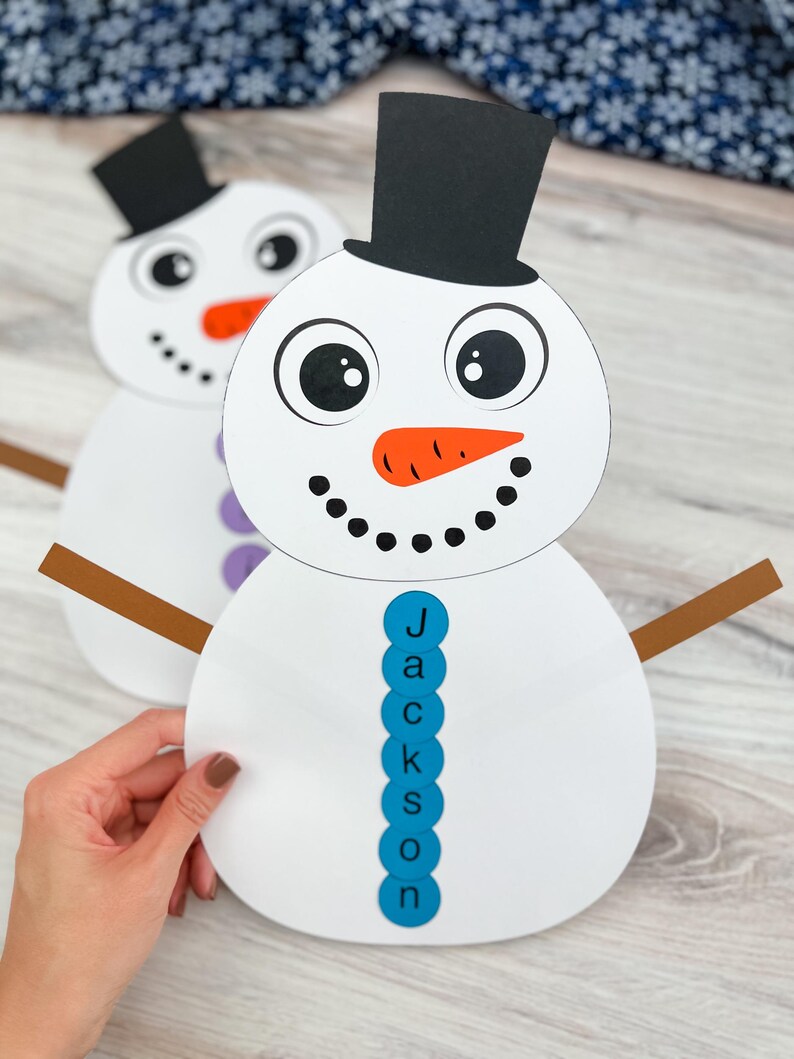 Snowman Name Craft Template | Winter Preschool Fine Motor Activity ...