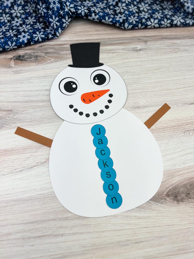 Snowman Name Craft Template | Winter Preschool Fine Motor Activity ...
