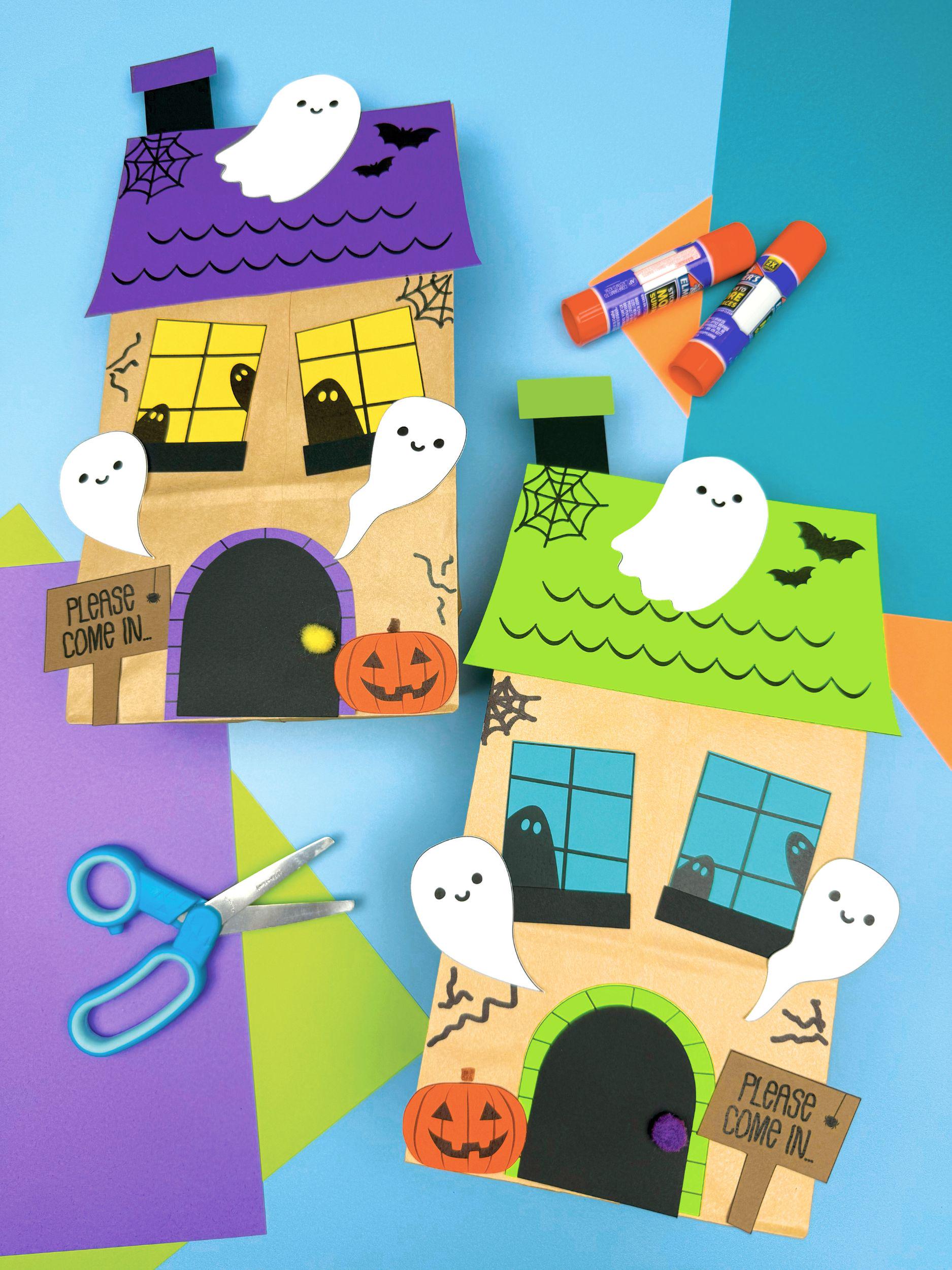 Haunted House Paper Bag Craft Template | Printable Halloween Activity ...
