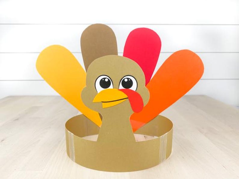 Turkey Craft for Kids | Printable Thanksgiving Headband Crown Template ...