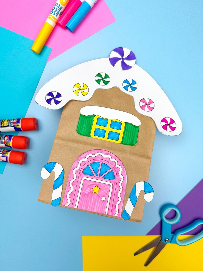Printable Gingerbread Paper Bag House Kit | Christmas Classroom Craft ...
