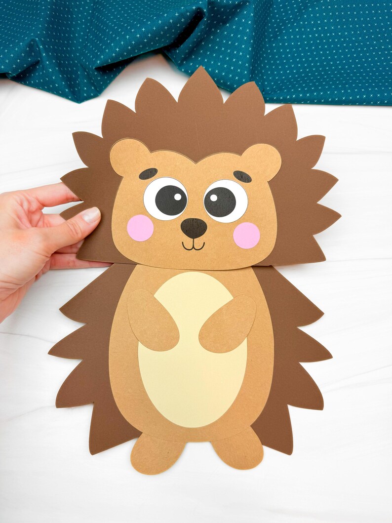 Paper Bag Hedgehog Puppet Craft Template | Forest Theme Autumn Kit for ...