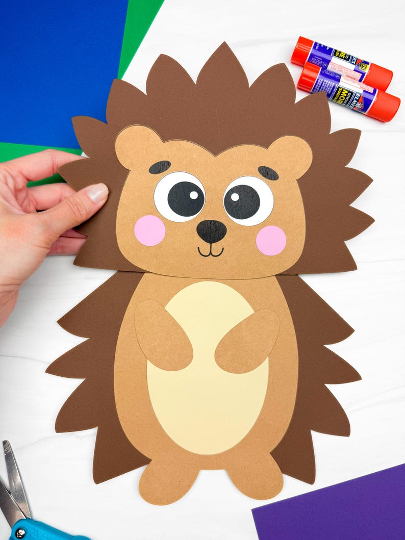 Hedgehog Paper Bag Puppet Craft Template | Woodland Animal Activity ...