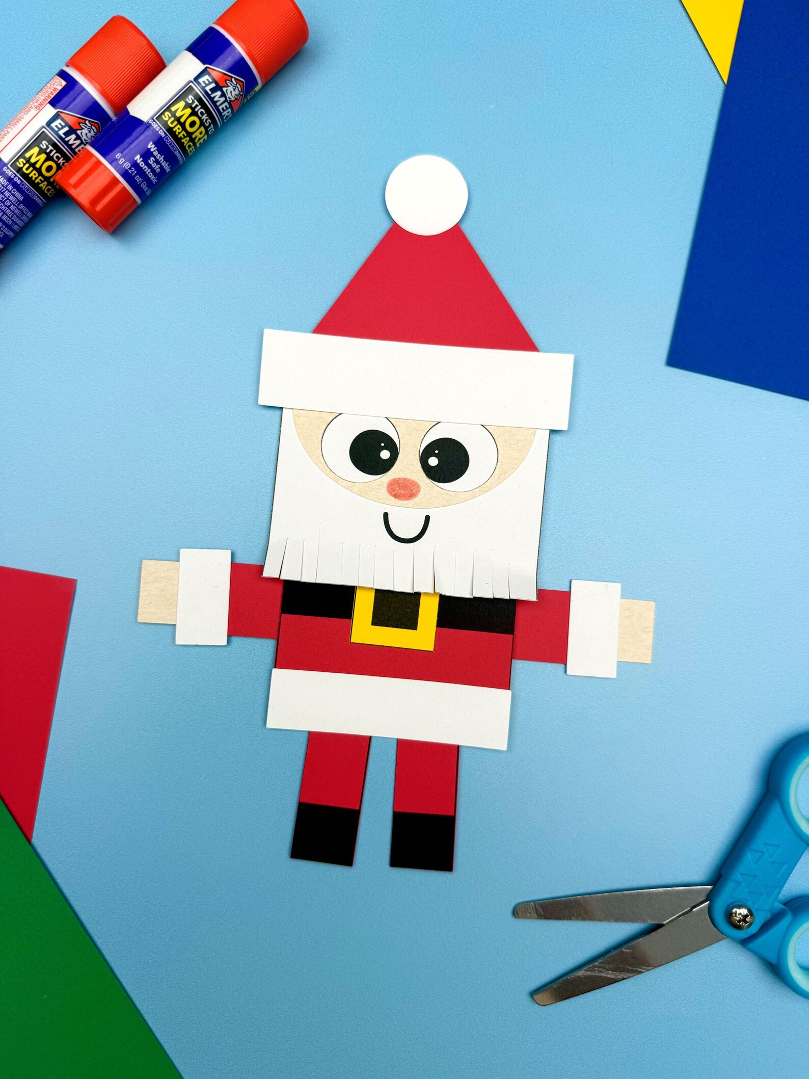 Santa Claus Shape Craft Template | Christmas Glue Stick Activity | Easy ...