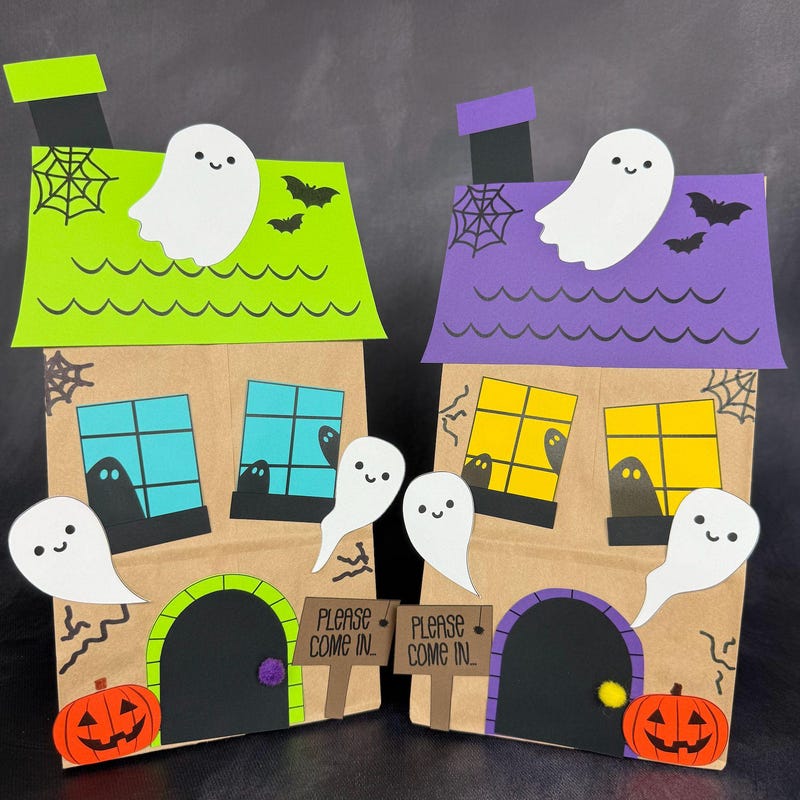 Haunted House Paper Bag Template - Etsy UK