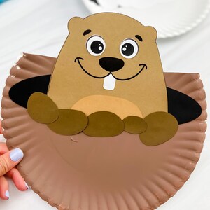 Groundhog Paper Plate Craft Template | Elementary Art Time | Childcare ...