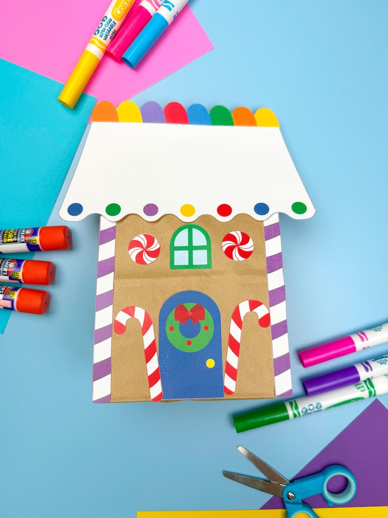 Printable Gingerbread Paper Bag House Kit | Christmas Classroom Craft ...