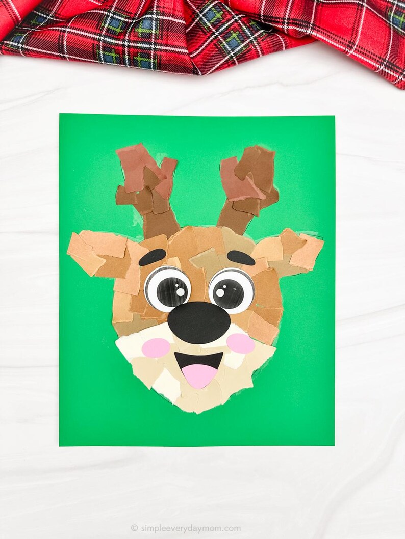 Torn Paper Reindeer Craft Template | Torn Paper Activity | Simple ...
