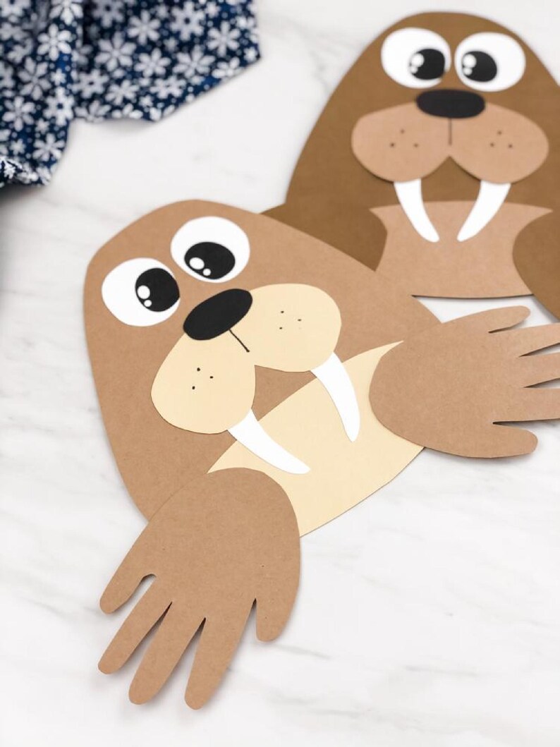Walrus Handprint Craft Template | Fine Motor Arctic Animal Activity ...