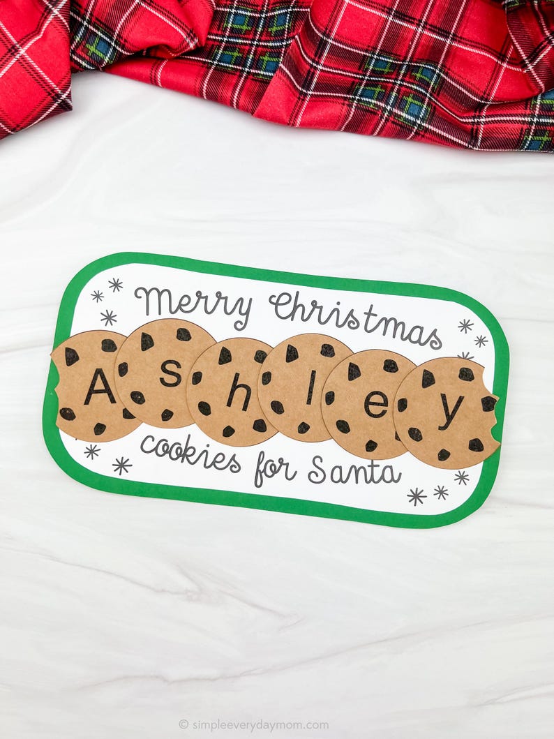 Christmas Name Craft Template | Santa's Cookie Plate Activity for ...