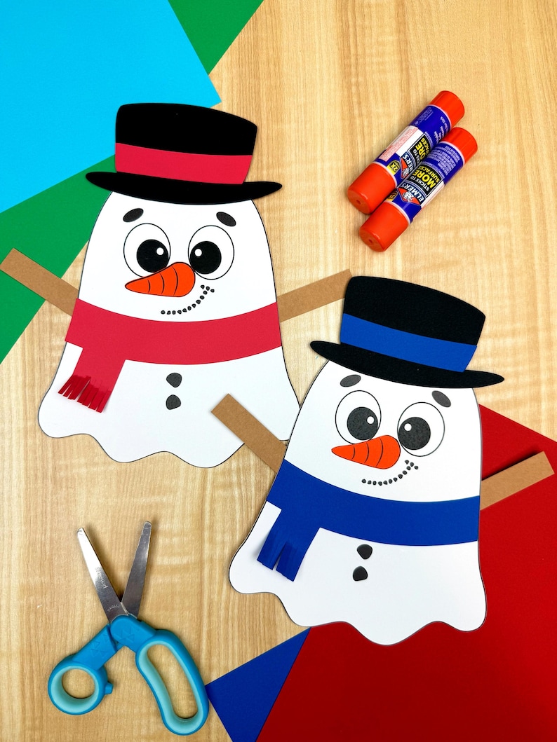 Snowman Ghost Disguise Craft Template – Halloween Cut & Paste Activity ...