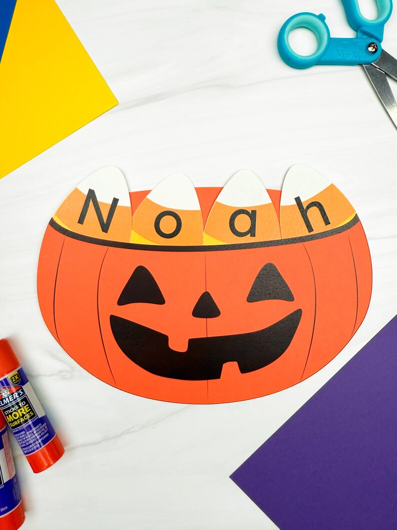 Halloween Name Craft Template | Easy Candy Corn Idea for Preschool, Pre ...
