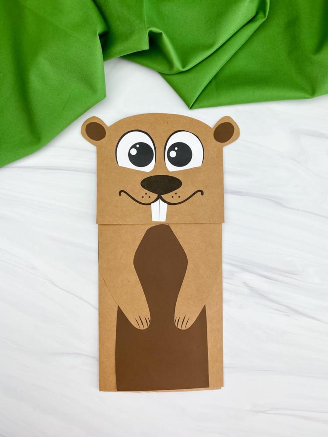 Groundhog Paper Bag Puppet Craft Template | DIY Puppet Project ...