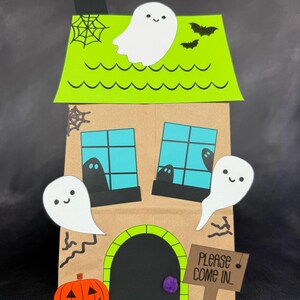 Haunted House Paper Bag Craft Template | Printable Halloween Activity ...