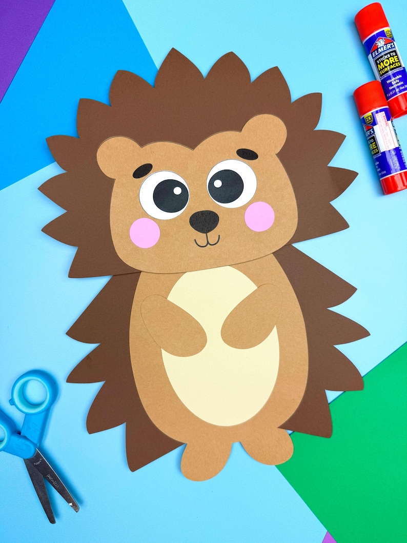 Paper Bag Hedgehog Puppet Craft Template | Forest Theme Autumn Kit for ...