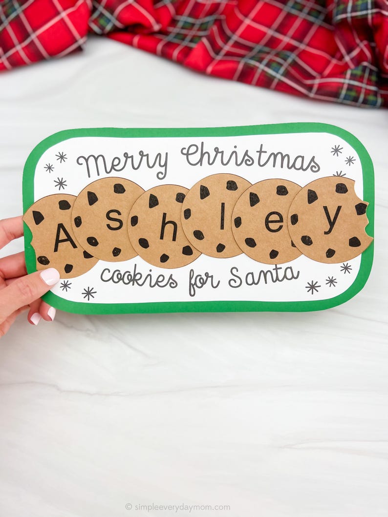 Christmas Name Craft Template | Santa's Cookie Plate Activity for ...