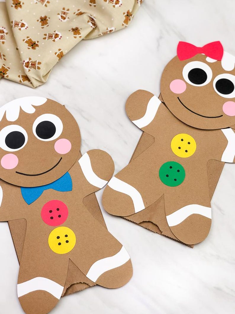 Gingerbread Man Paper Bag Puppet Craft Template | Printable Christmas ...