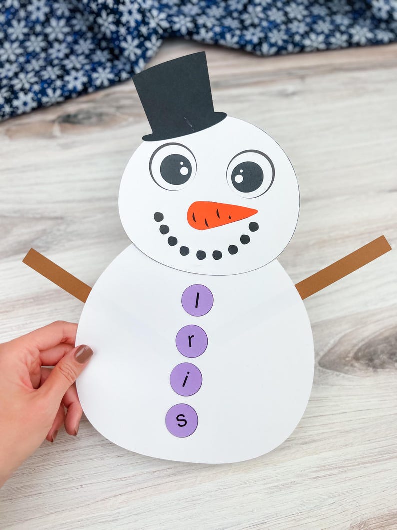 Snowman Name Craft Template | Winter Preschool Fine Motor Activity ...