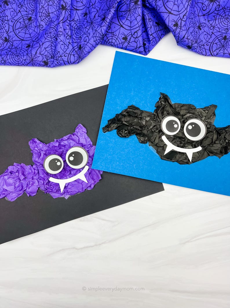 Bat Tissue Paper Craft | Printable Halloween Activity for Kids ...