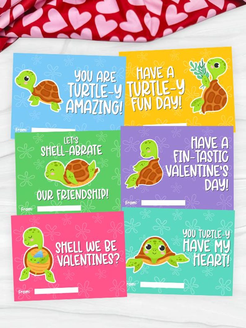 Sea Turtle Valentine Cards for Kids | Valentine Handouts | Classroom ...
