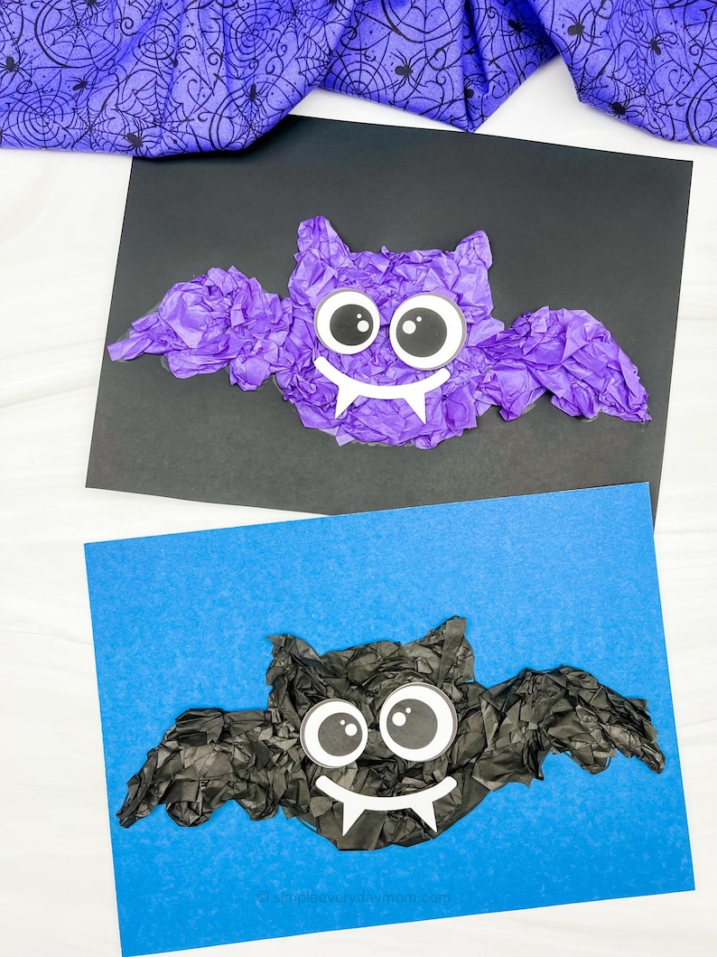 Bat Tissue Paper Craft | Printable Halloween Activity for Kids ...