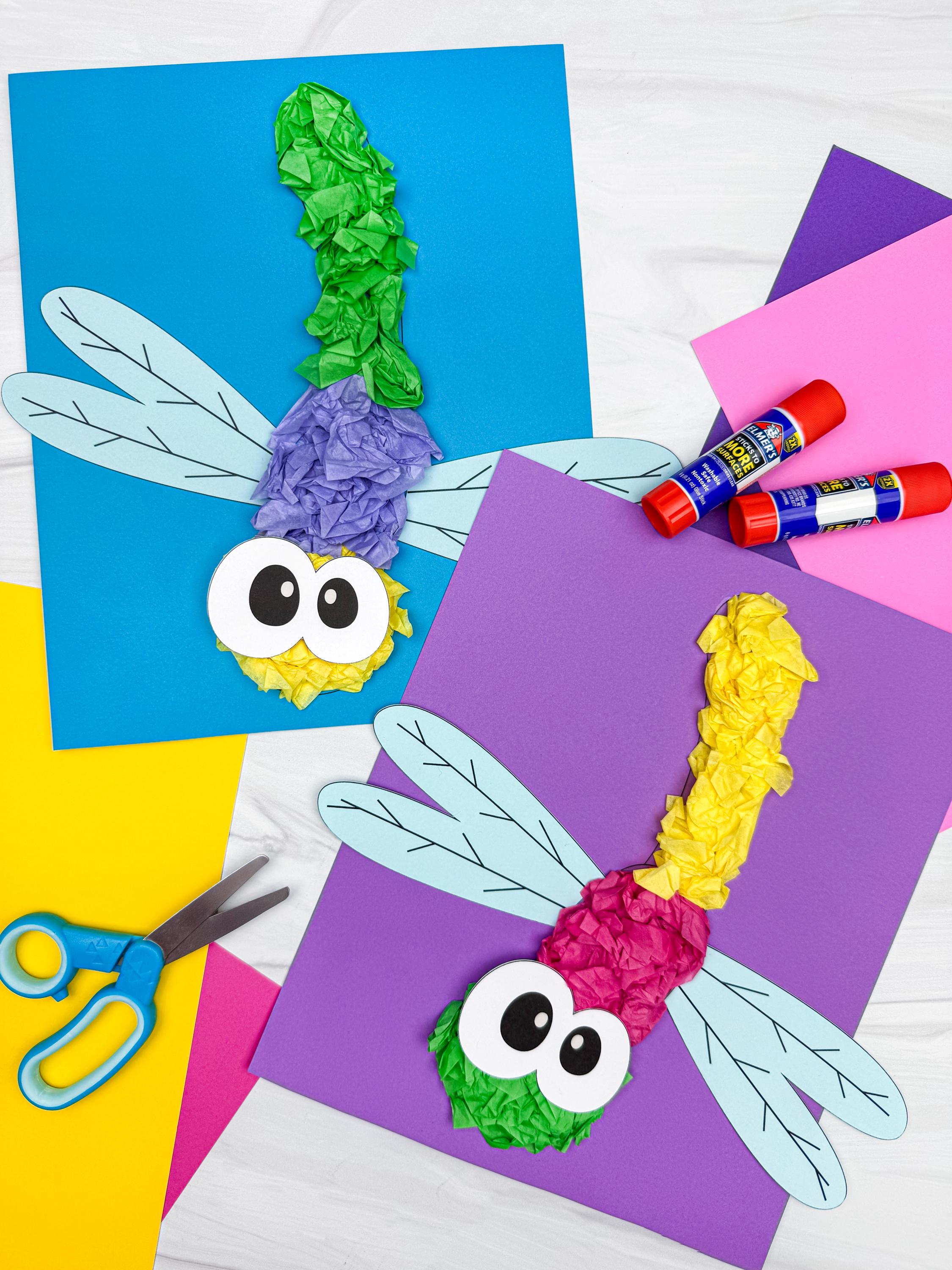 Dragonfly Tissue Paper Craft Template | Low Prep Art Idea | Pond Unity ...