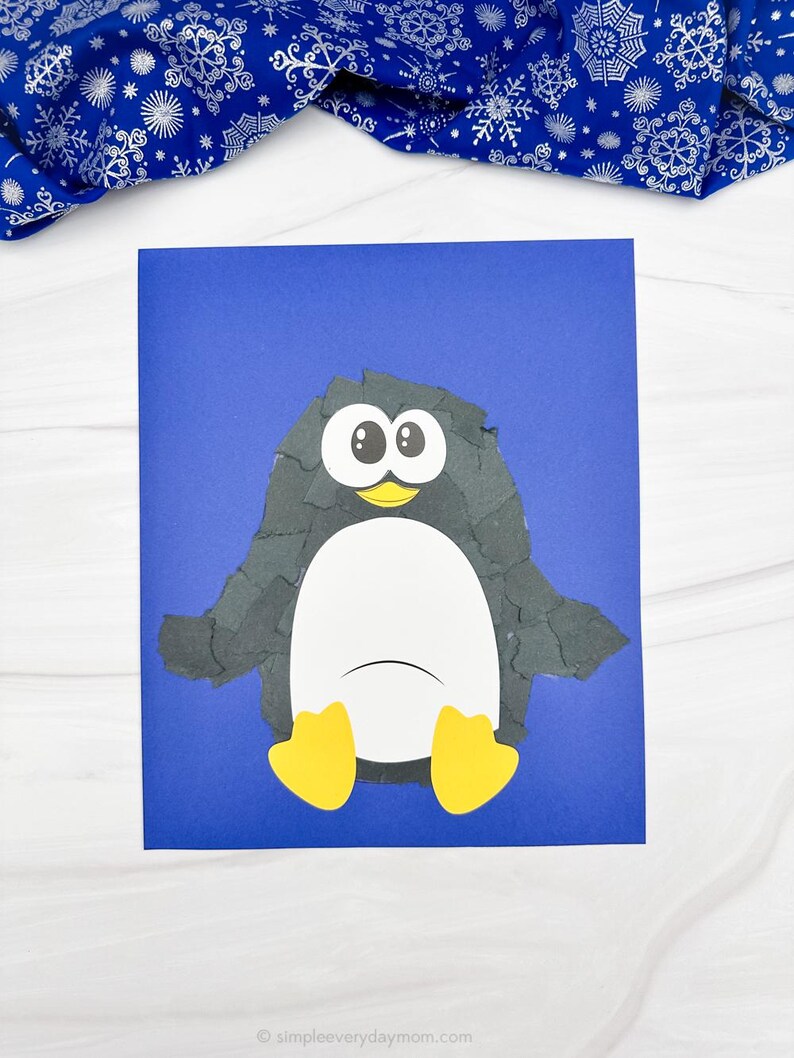 Penguin Torn Paper Project Template | Winter Animals Unit Idea ...