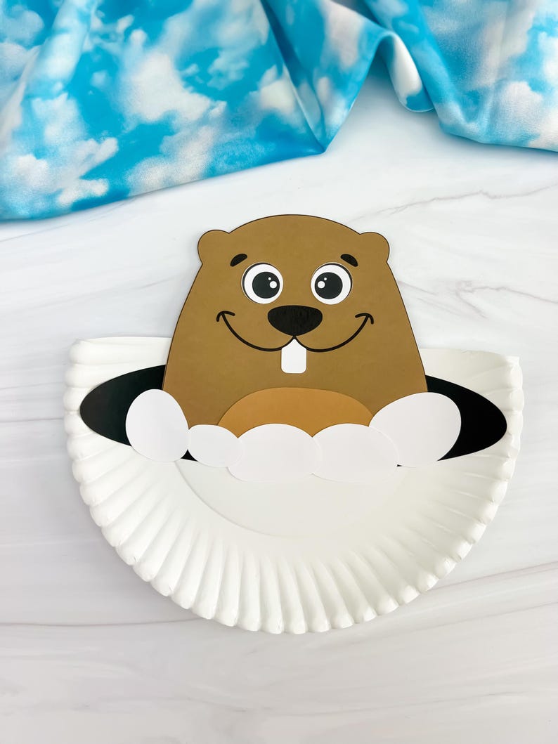 Groundhog Paper Plate Craft Template | Elementary Art Time | Childcare ...