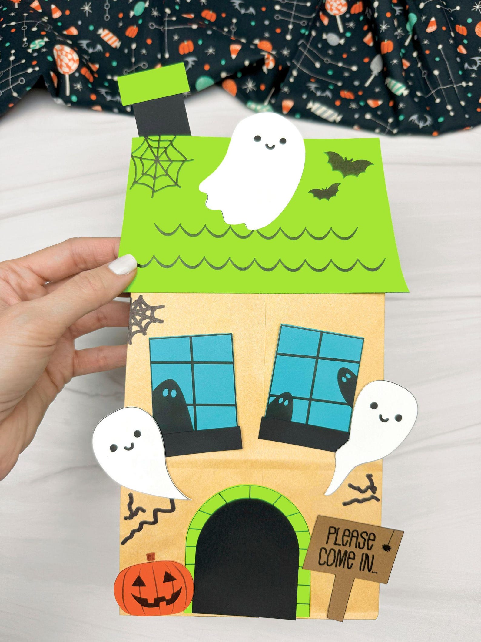 Haunted House Paper Bag Craft Template | Printable Halloween Activity ...