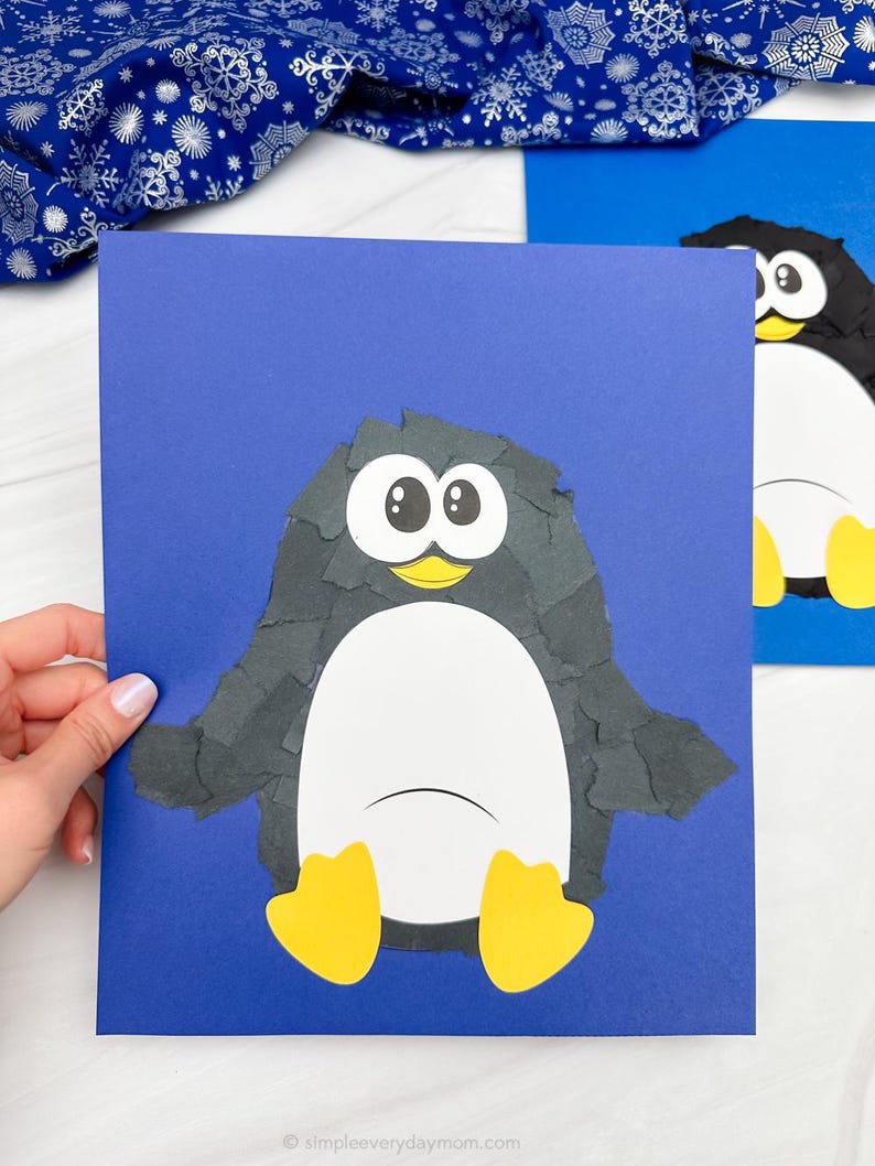 Penguin Torn Paper Project Template | Winter Animals Unit Idea ...