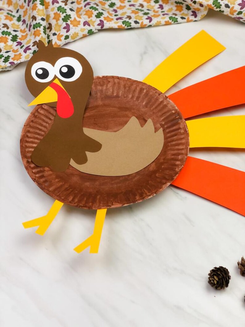 Build A Turkey Paper Plate Craft Template | Fall Thanksgiving DIY Art ...