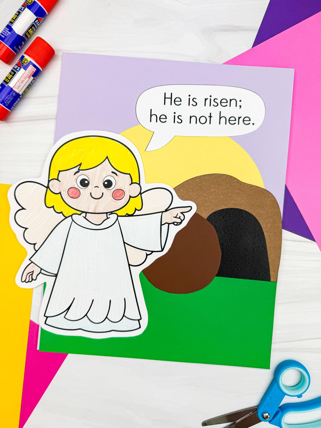 Easter Bible Craft Template | He is Risen Activity for Kids | Holy Week ...