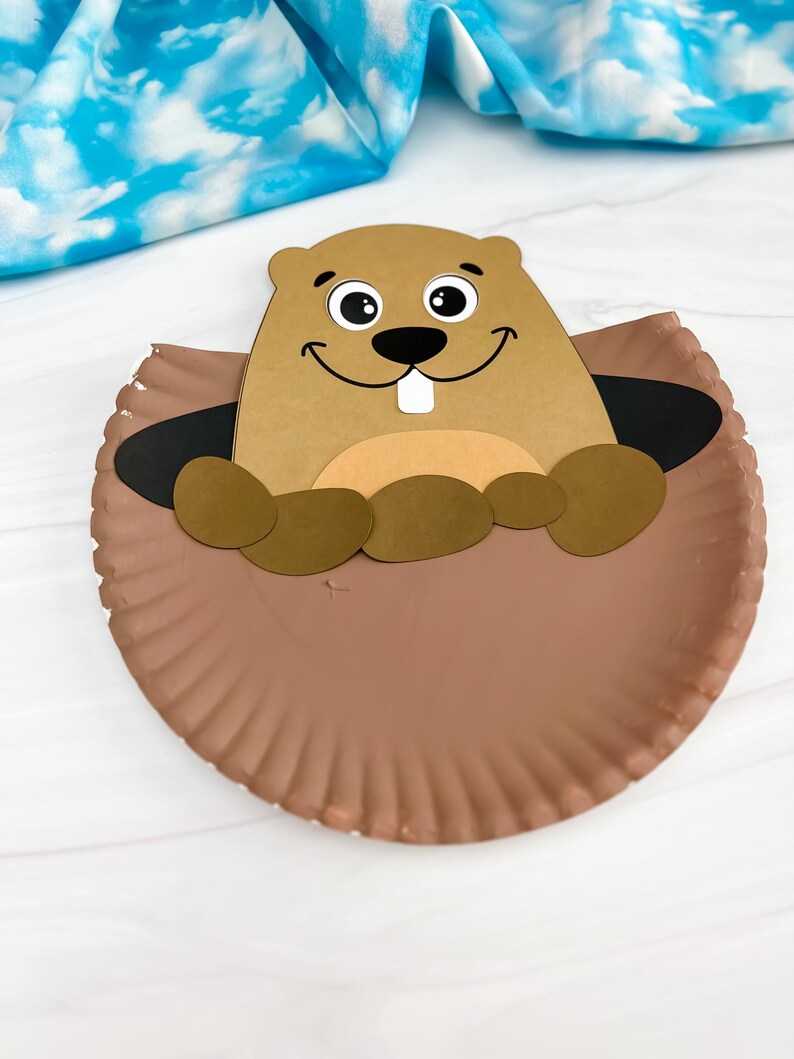 Groundhog Paper Plate Craft Template | Elementary Art Time | Childcare ...