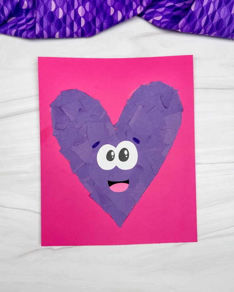 Torn Paper Heart Craft Template for Valentine's Day | Early Learner Art ...