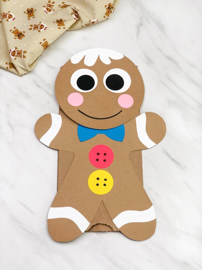 Gingerbread Man Paper Bag Puppet Craft Template | Printable Christmas ...
