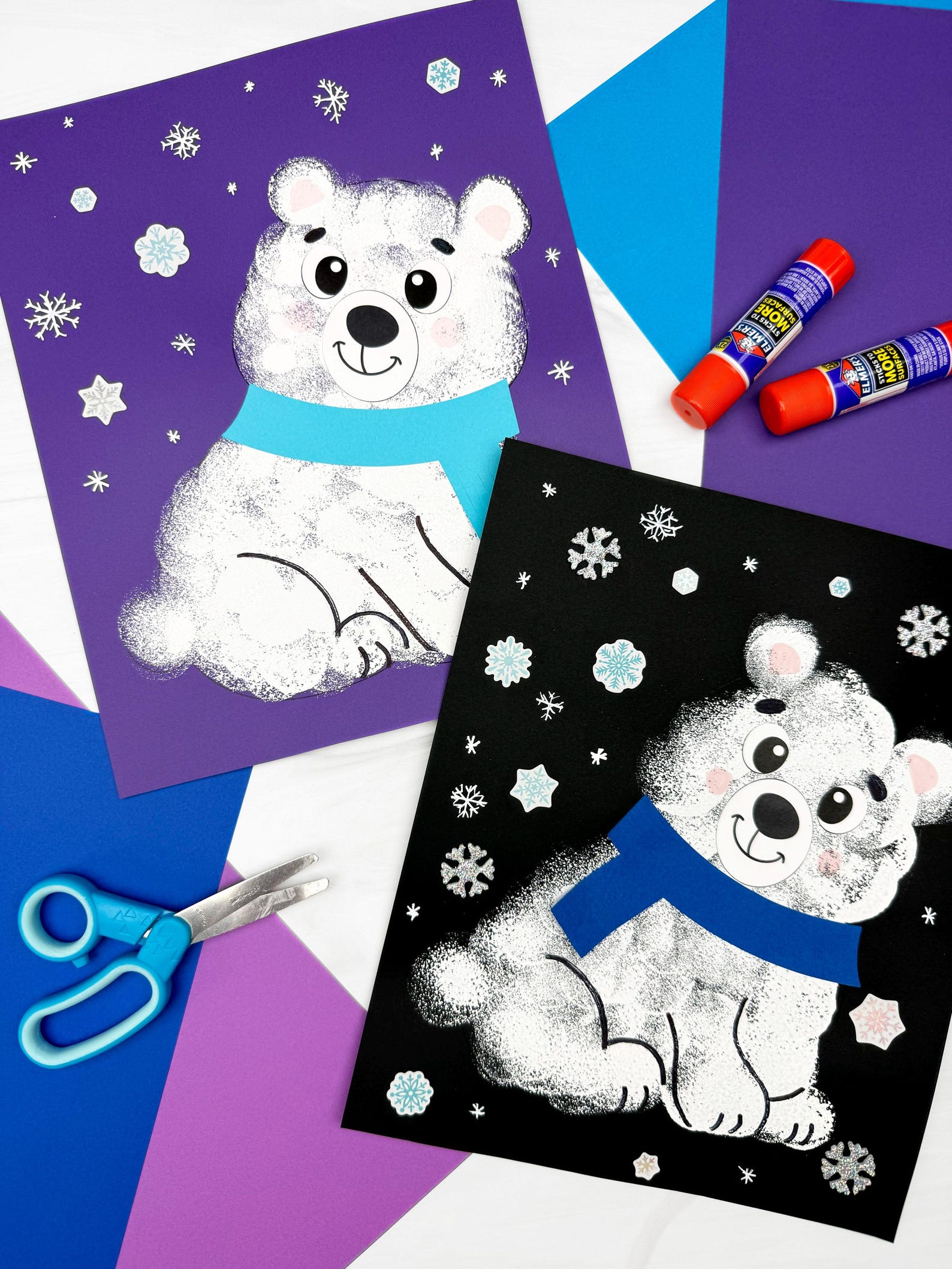Polar Bear Art Project Template | TK Art Project | Snow Animal Craft ...