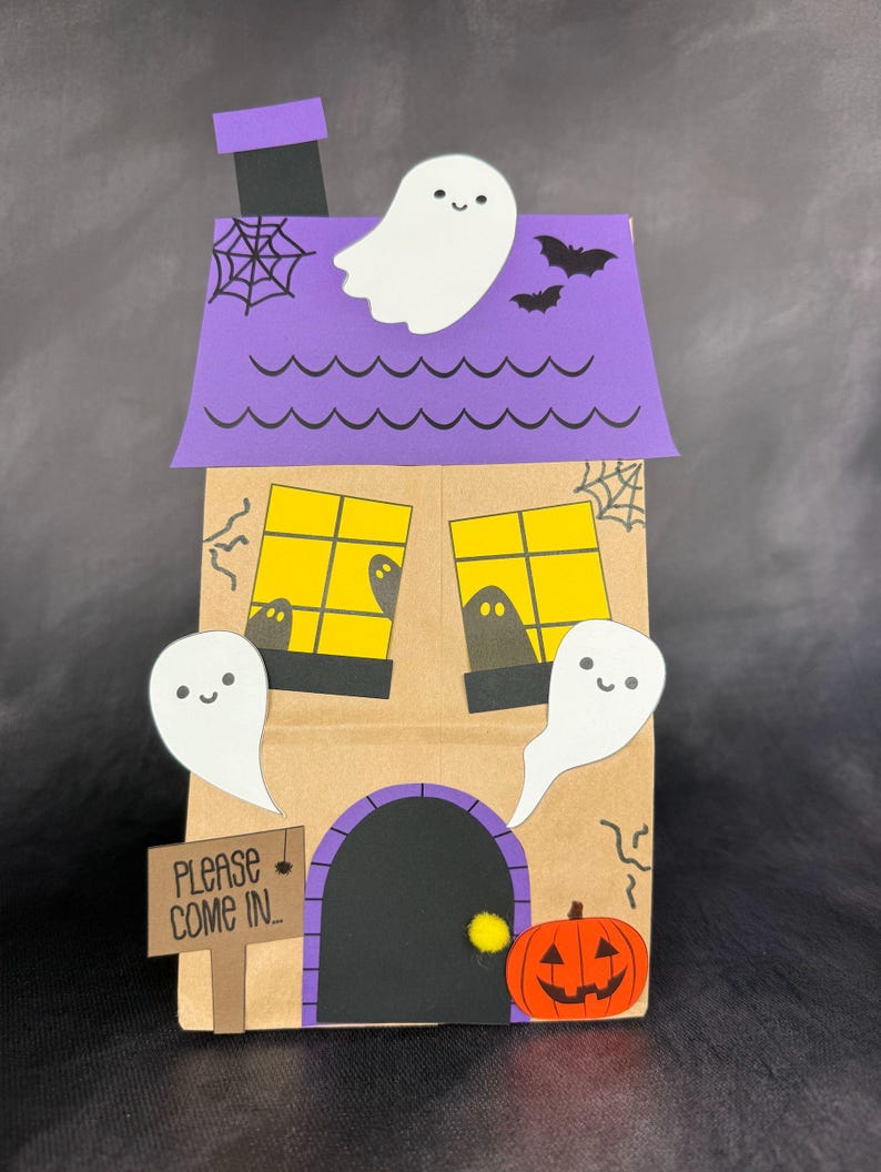 Haunted House Paper Bag Craft Template | Printable Halloween Activity ...