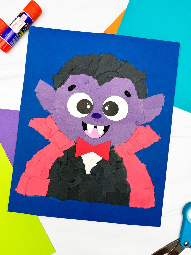 Torn Paper Vampire Craft – Printable Halloween Fine Motor Activity - Etsy