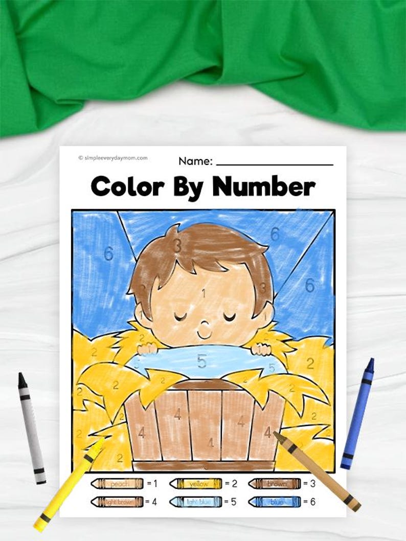 Christmas Nativity Color by Number Worksheets | Manger Color Sheets ...